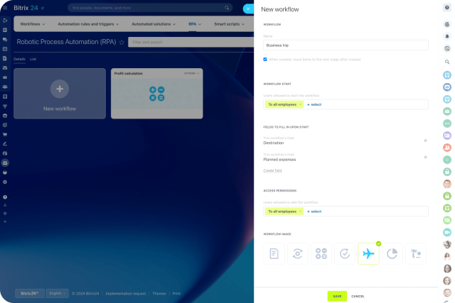 Free business process automation tools from Bitrix24
