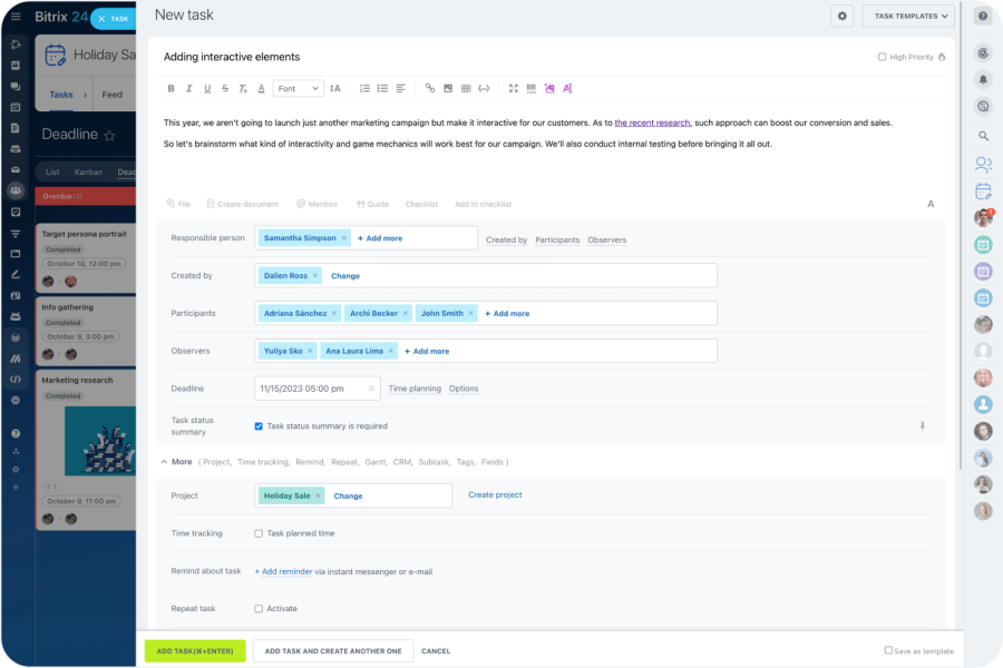 Free online project management tools from Bitrix24